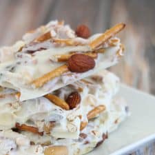 Mixed Nut & Pretzel White Chocolate Bark | The Happier Homemaker