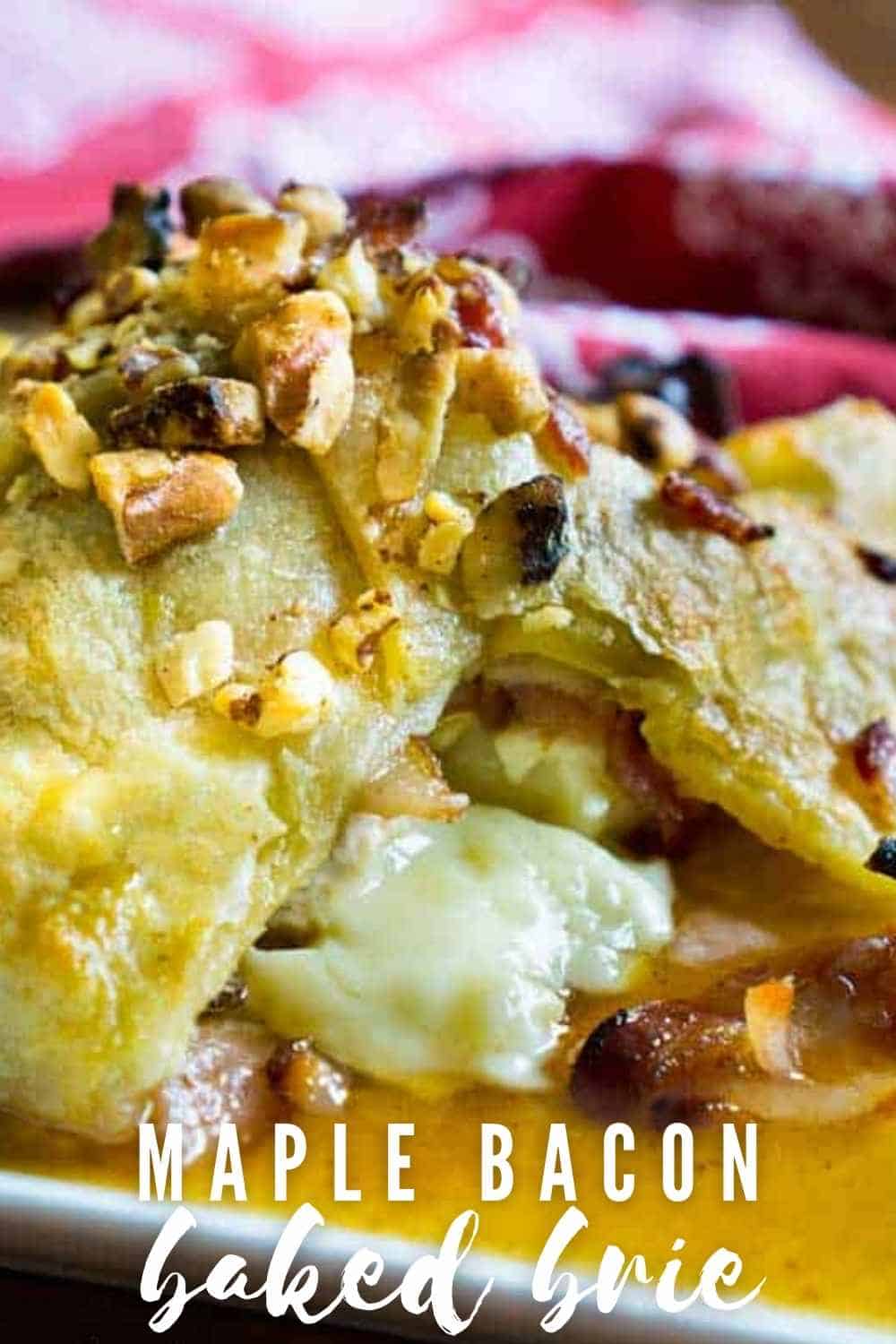 Maple Bacon Baked Brie with Crushed Walnuts-Easy Appetizer Recipe